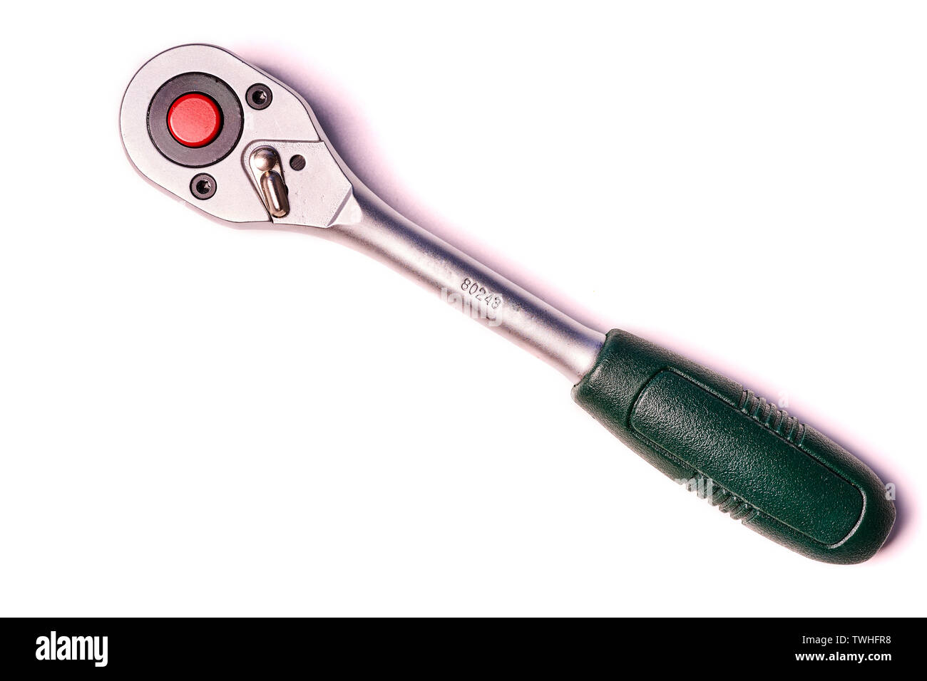 Wrench with ratchet isolated on white background Stock Photo - Alamy