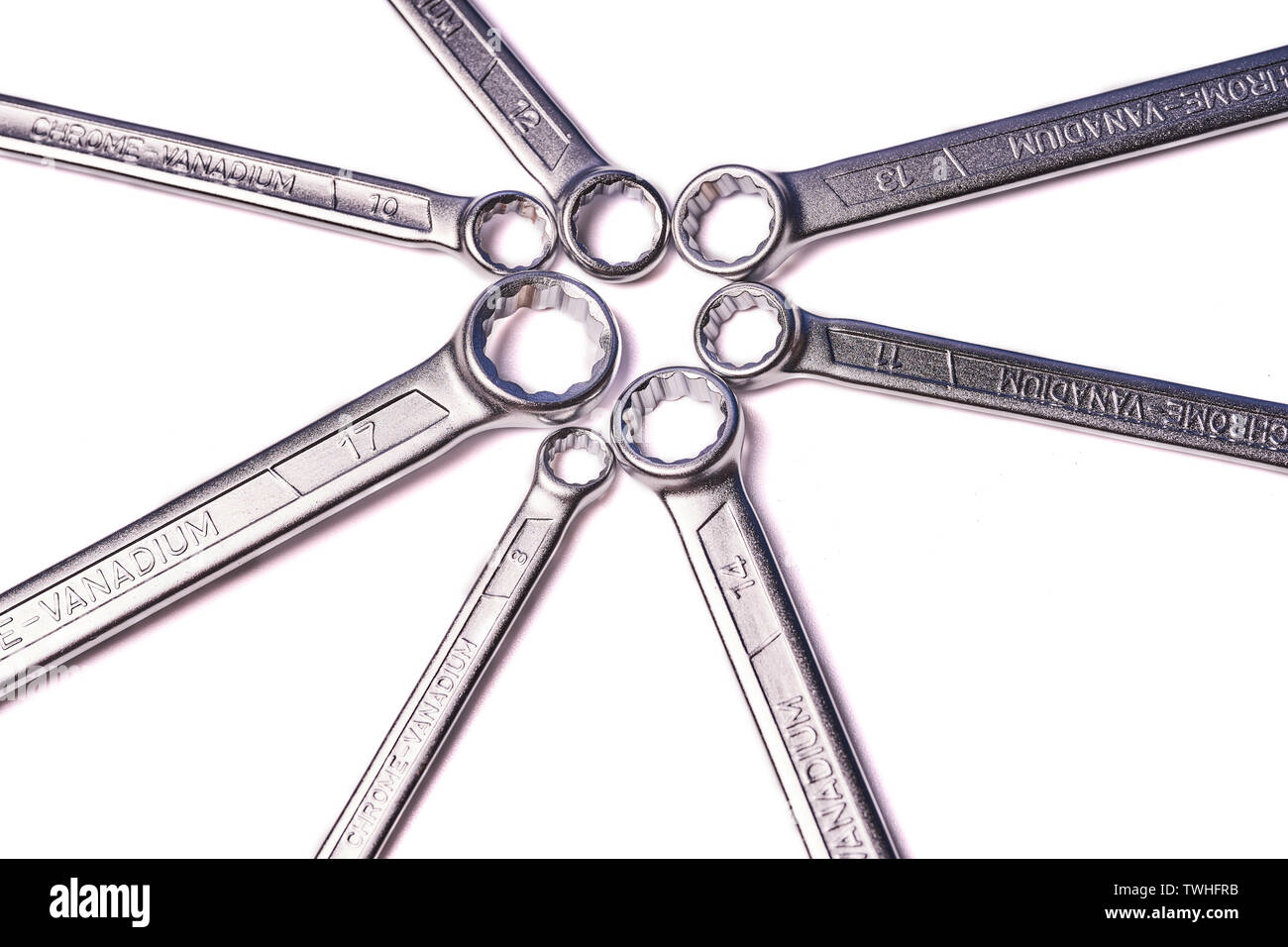 A lot of wrenches isolated on white background Stock Photo - Alamy