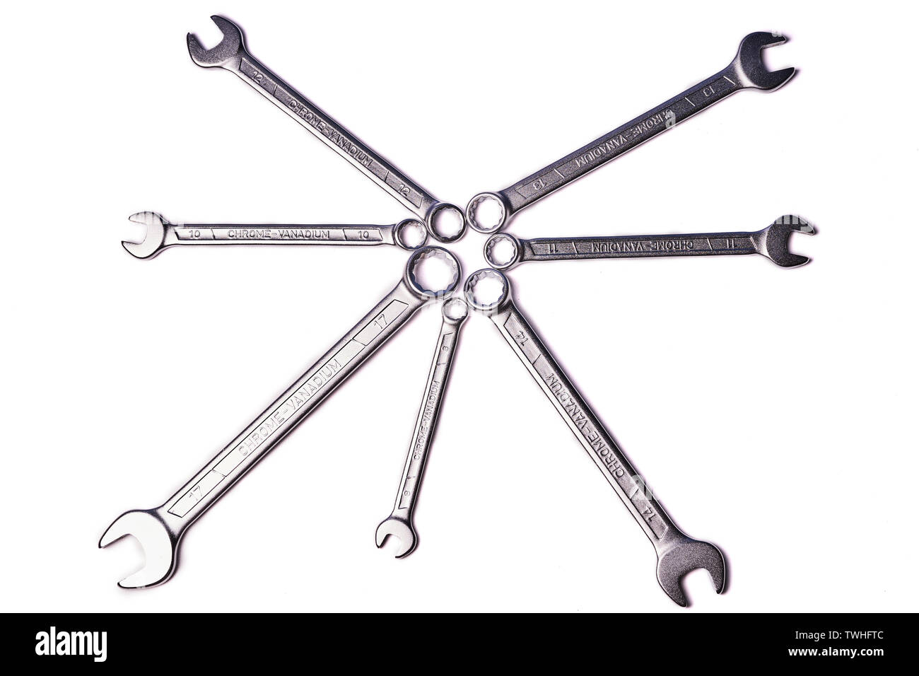 A lot of wrenches isolated on white background Stock Photo - Alamy