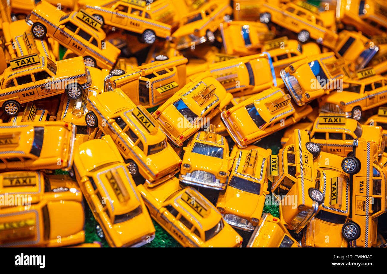 Yellow taxi car toy model hi-res stock photography and images - Alamy