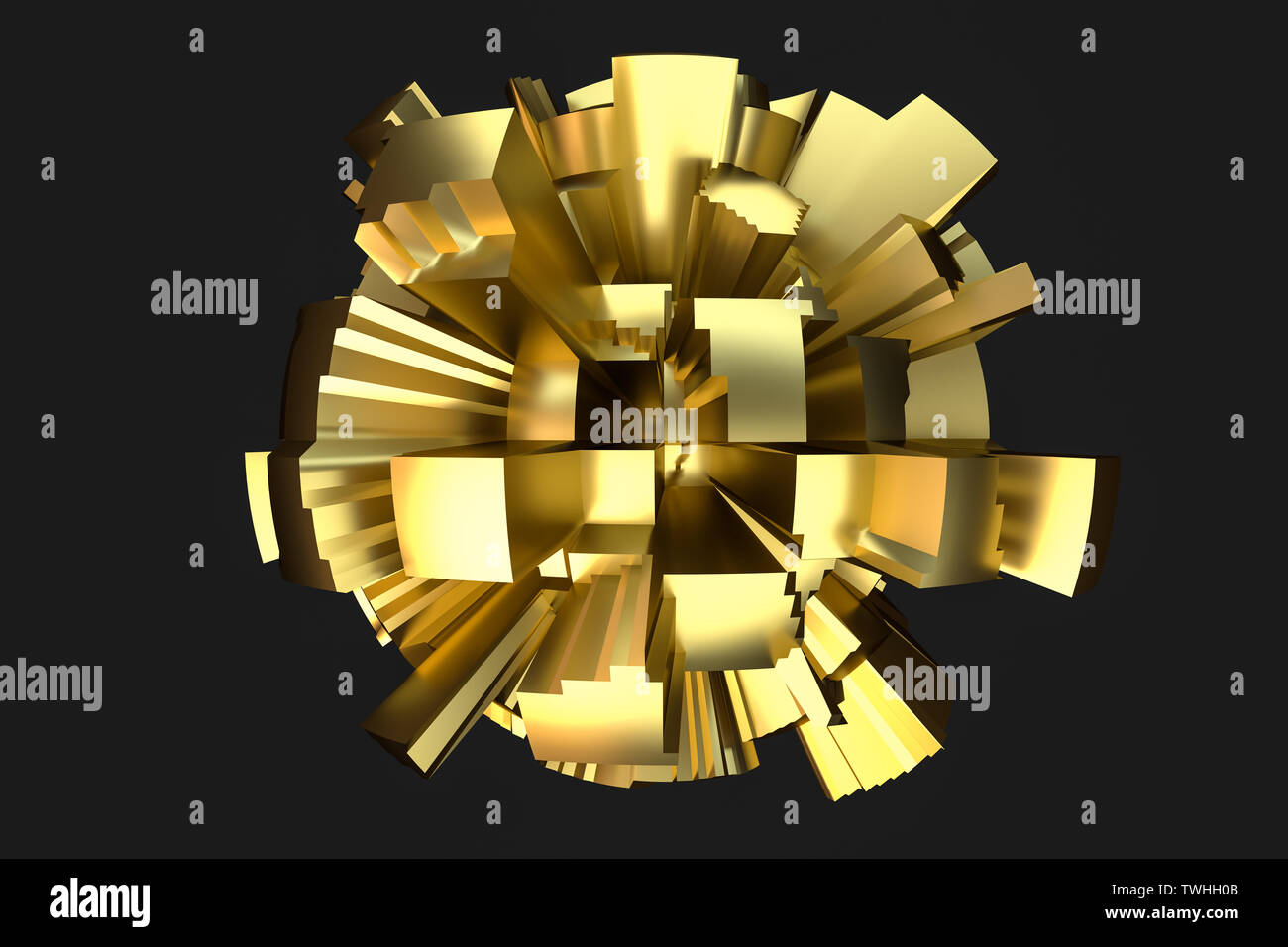 Gold curved metal ball, three-dimensional rendering Stock Photo - Alamy