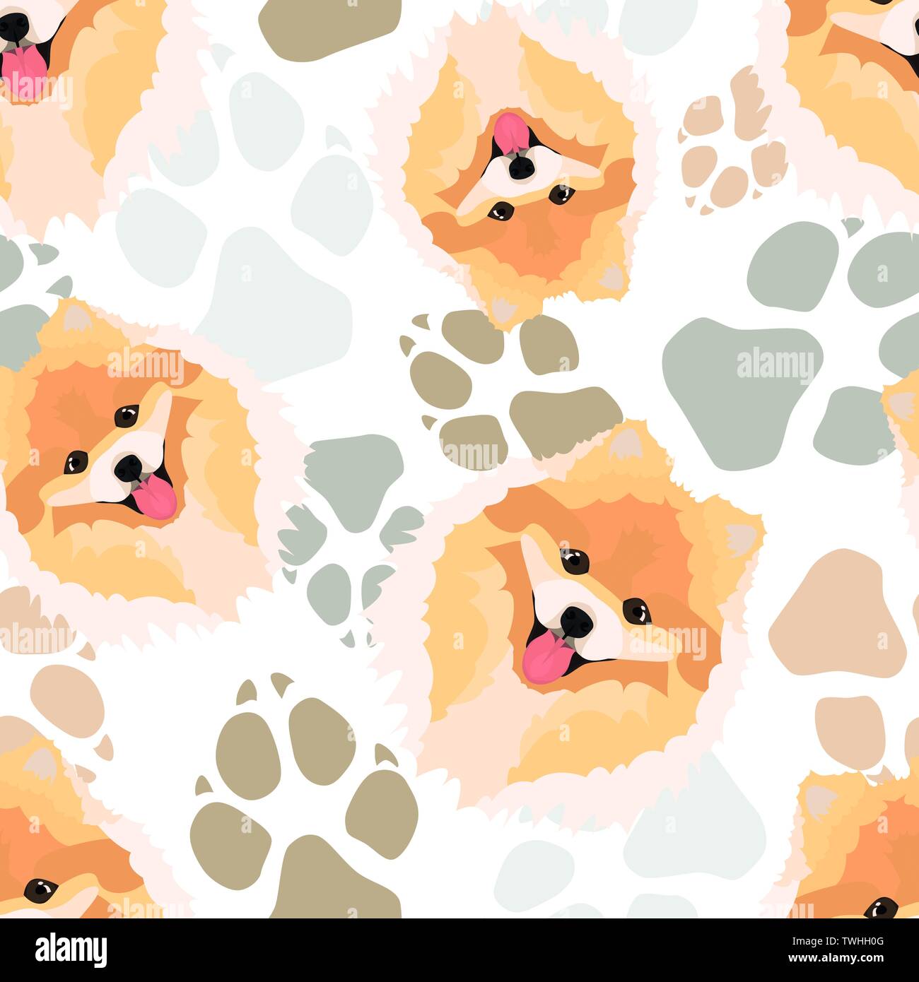 Dog paws pattern Chow - Seamless pattern with playful illustration of a ...