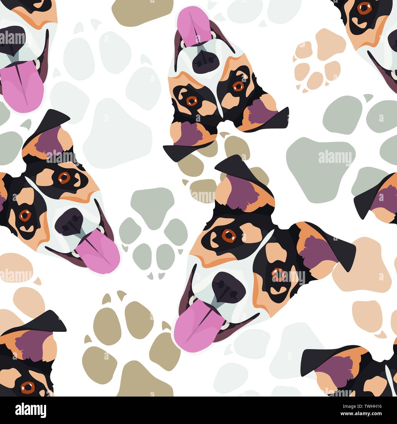 Pattern Dog Paws Jack Russell Terrier - Seamless pattern with playful ...