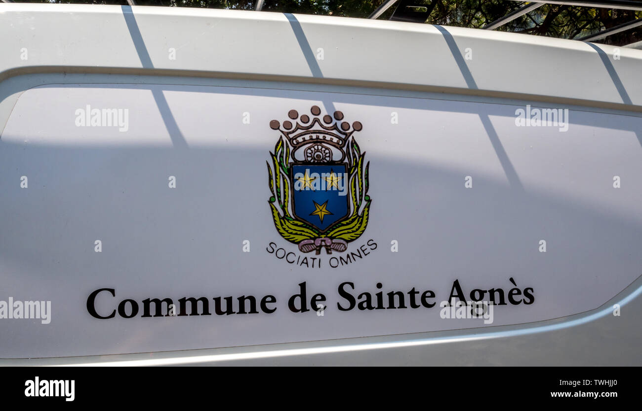 Logo of the little town of Sainte Agnes in French Riviera Stock Photo ...