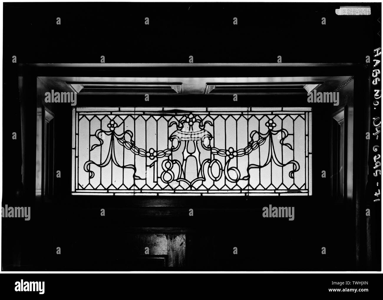 SECOND FLOOR, SECOND COMPANY ROOM, DETAIL OF STAINED GLASS TRANSOM ...