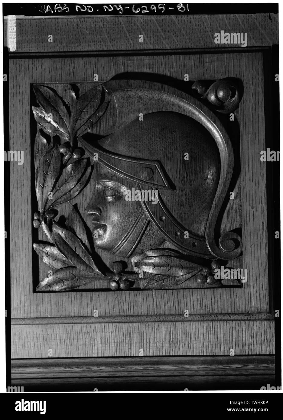 SECOND FLOOR, SEVENTH COMPANY ROOM, DETAIL SHOWING CARVING OF WARRIOR'S ...