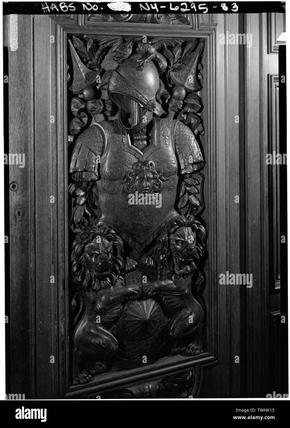 SECOND FLOOR, SEVENTH COMPANY ROOM, CLOSE-UP DETAIL SHOWING CARVING OF ...