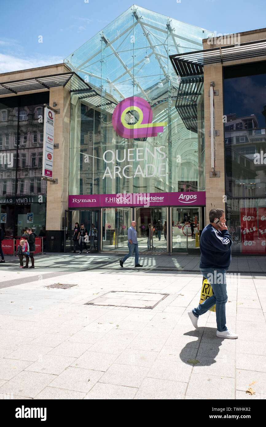 June 2019 - Queens Arcade, Cardiff city centre near the large St Davids ...