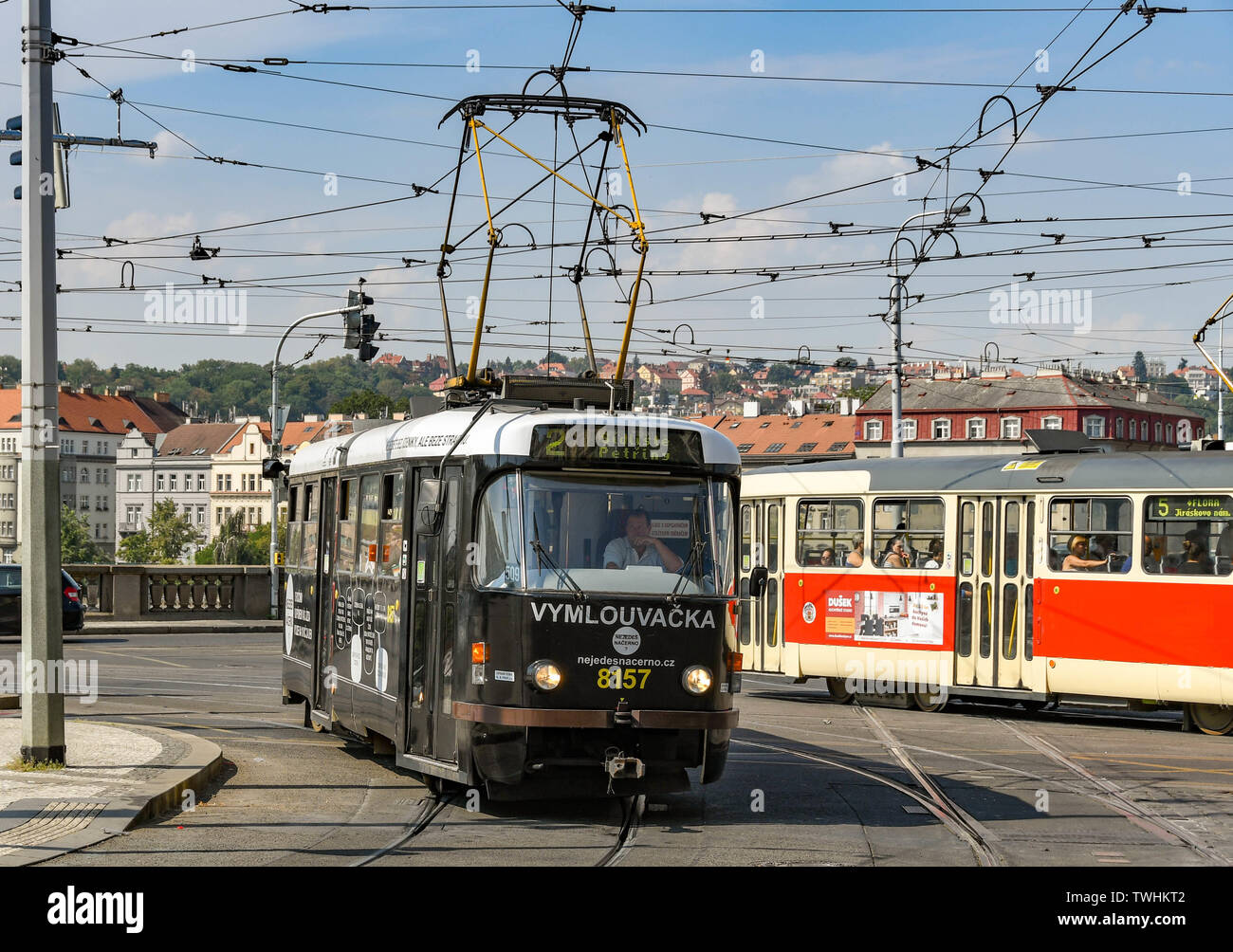 PRAGUE, CZECH REPUBLIC - AUGUST 2018: One of Prague's older electric ...