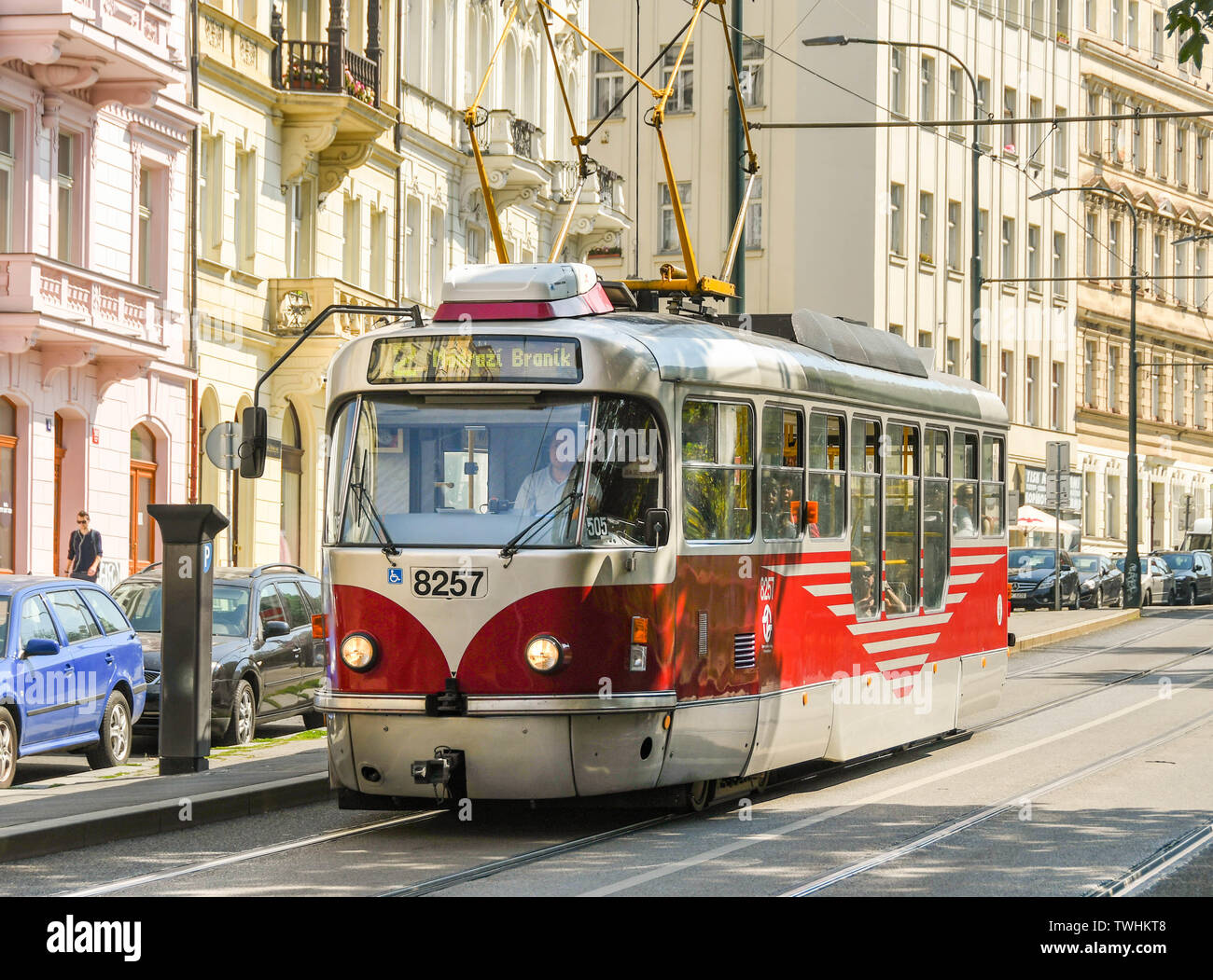 PRAGUE, CZECH REPUBLIC - AUGUST 2018: One of Prague's old electric ...
