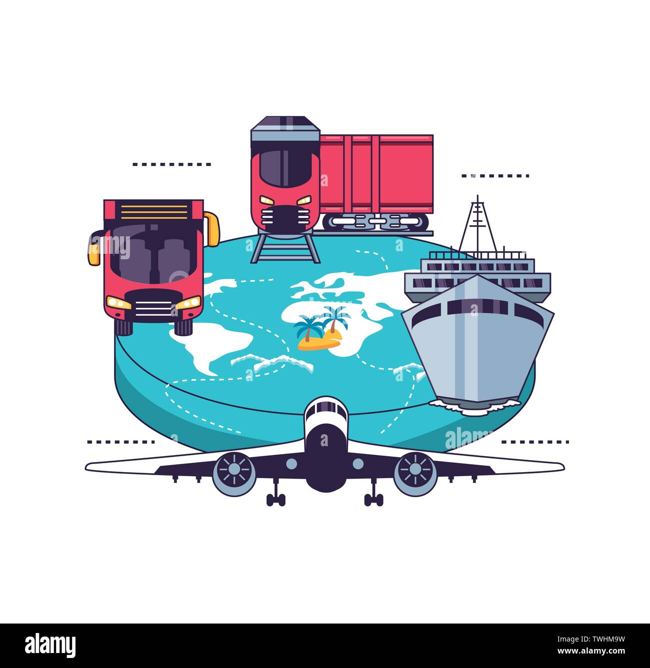 Travel icon set design, trip airport vacation journey holiday transport ...