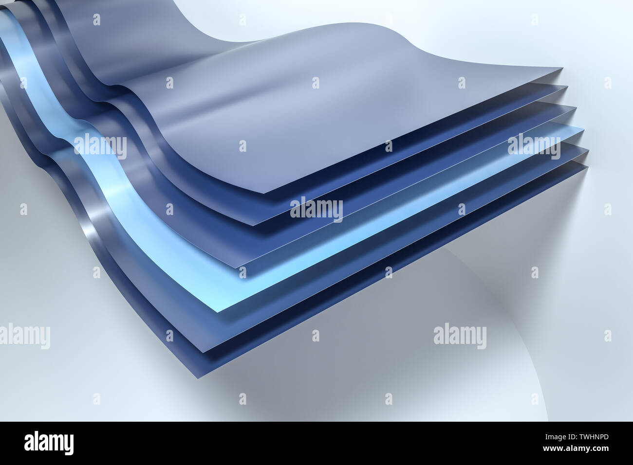 Three-dimensional rendering, blue gradient curved background Stock ...