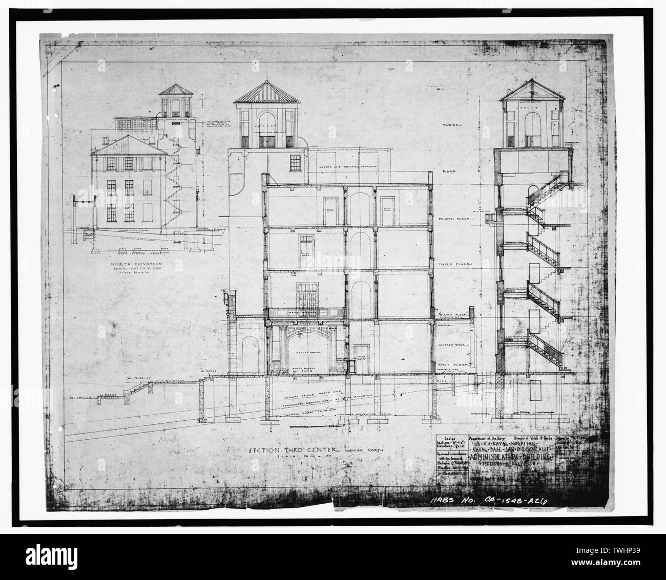 Sections And North Elevation Drawing No 91020 U S Naval Hospital