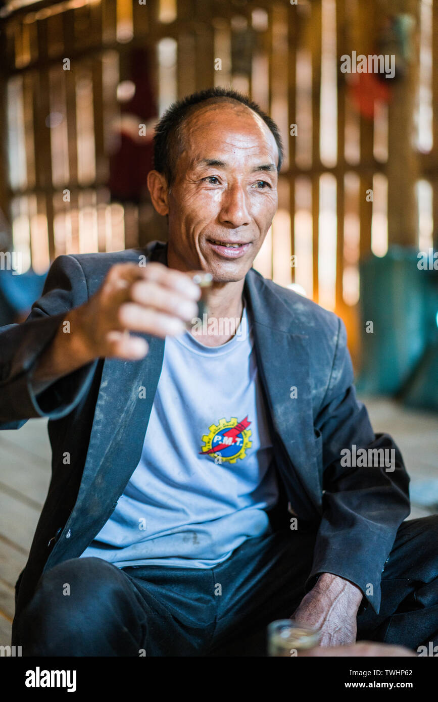 Local people Akha Pixor, Near of the Phongsali, Laos, Asia Stock Photo ...