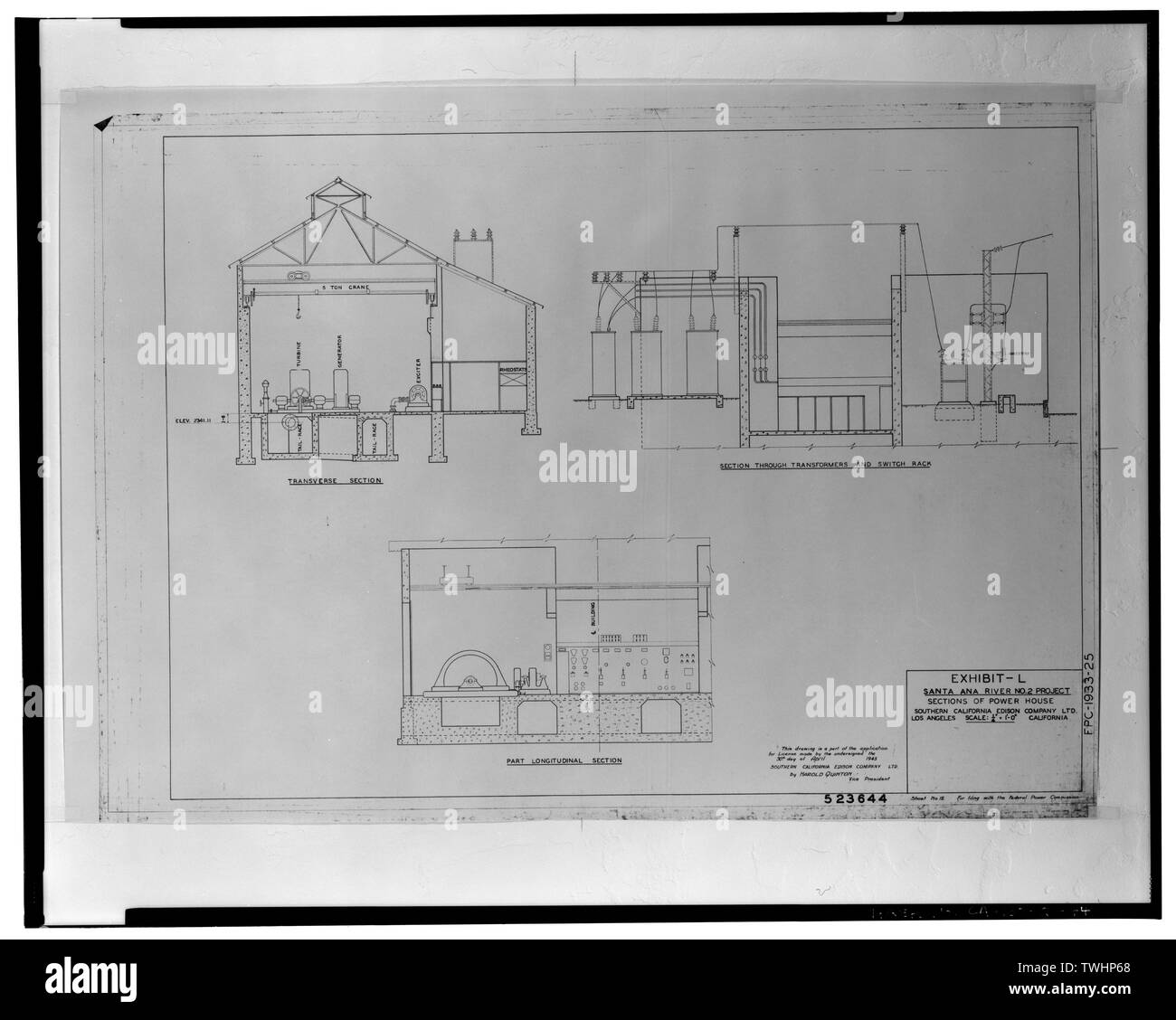 SECTIONS OF POWER HOUSE, EXHIBIT L, SANTA ANA RIVER NO. 2 PROJECT, APR ...
