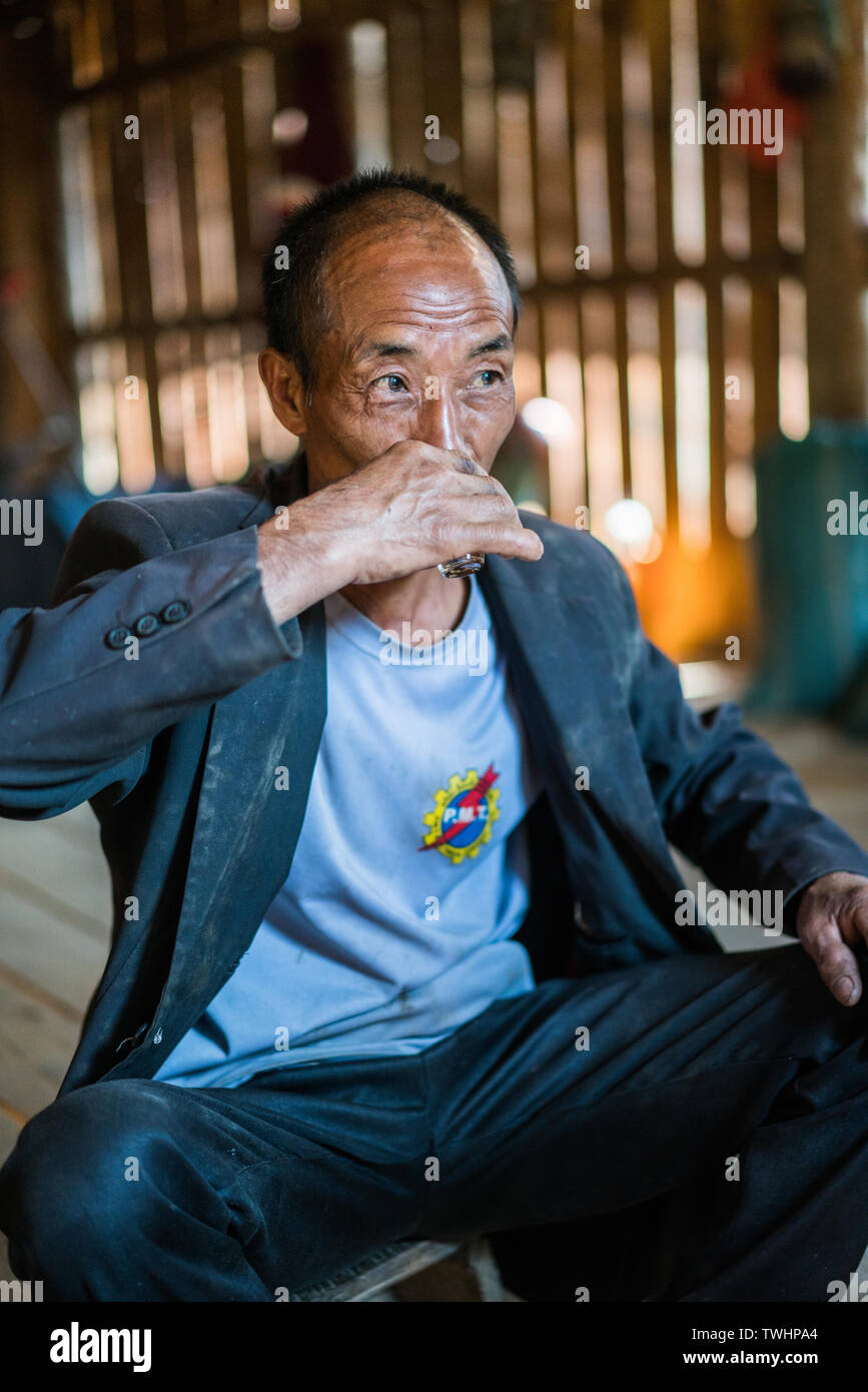 Local people Akha Pixor, Near of the Phongsali, Laos, Asia Stock Photo ...