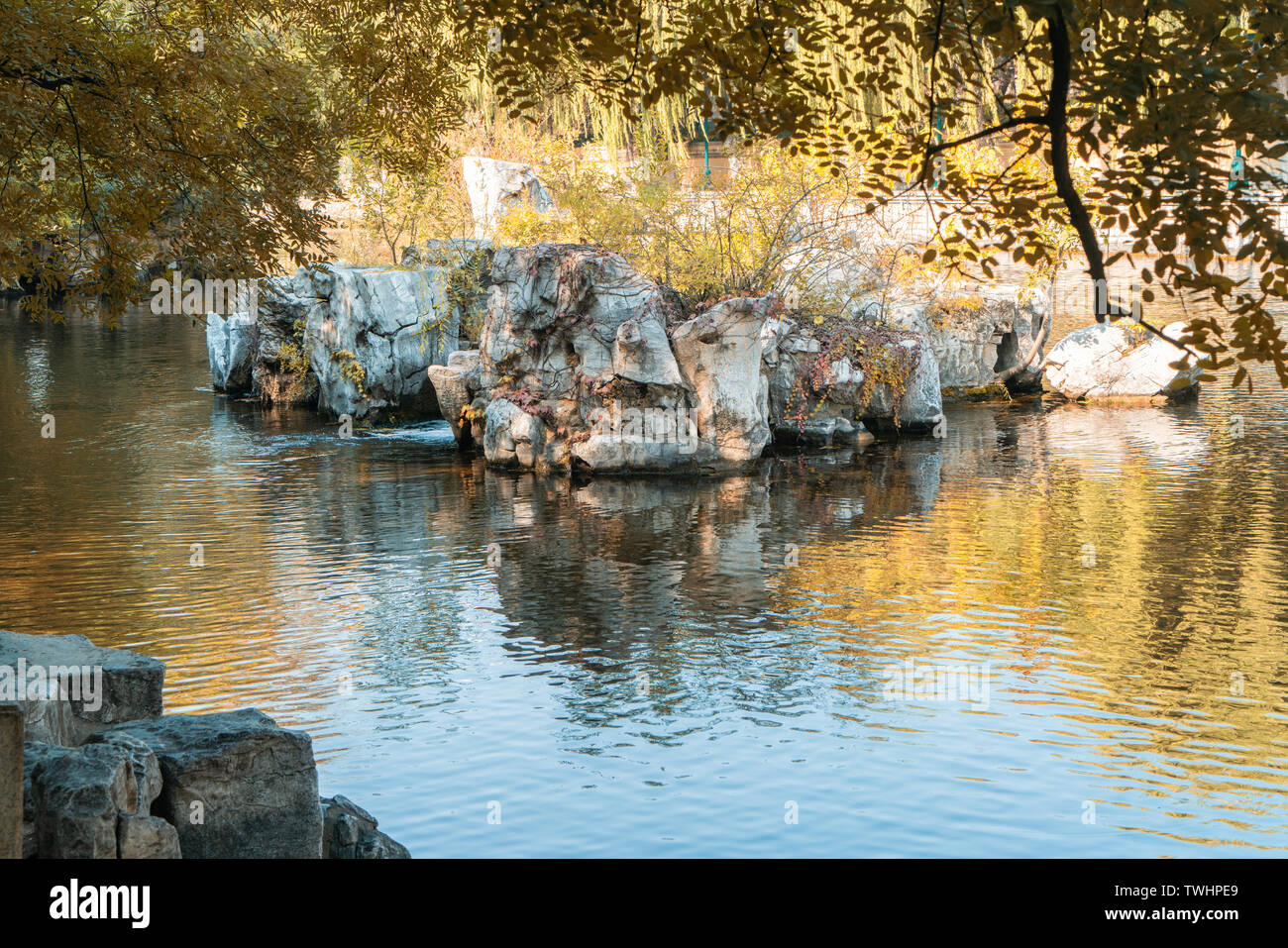 Scenery of Black Tiger Spring Moat Park in Jinan, Shandong Province ...
