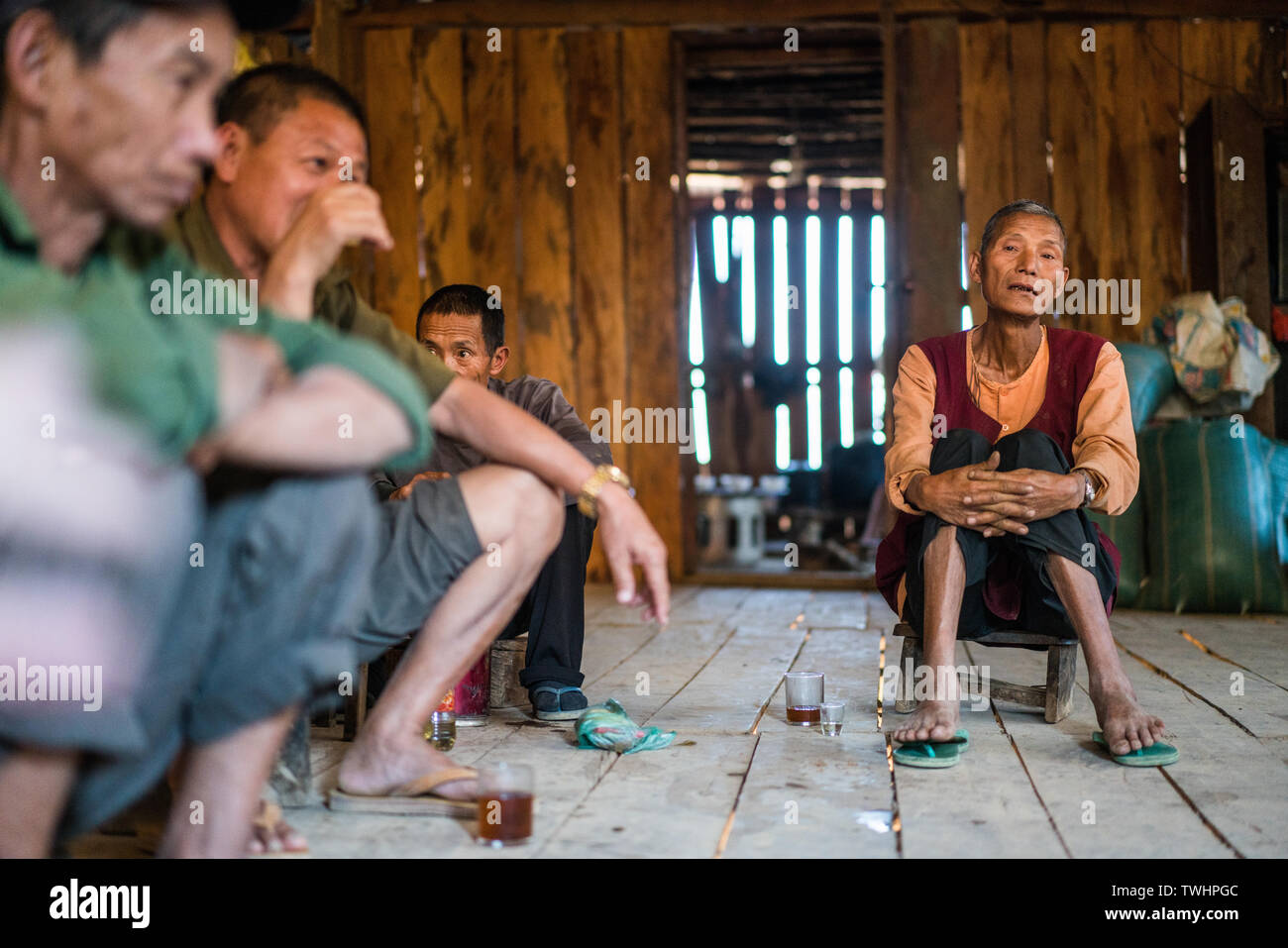 Local people Akha Pixor, Near of the Phongsali, Laos, Asia Stock Photo ...