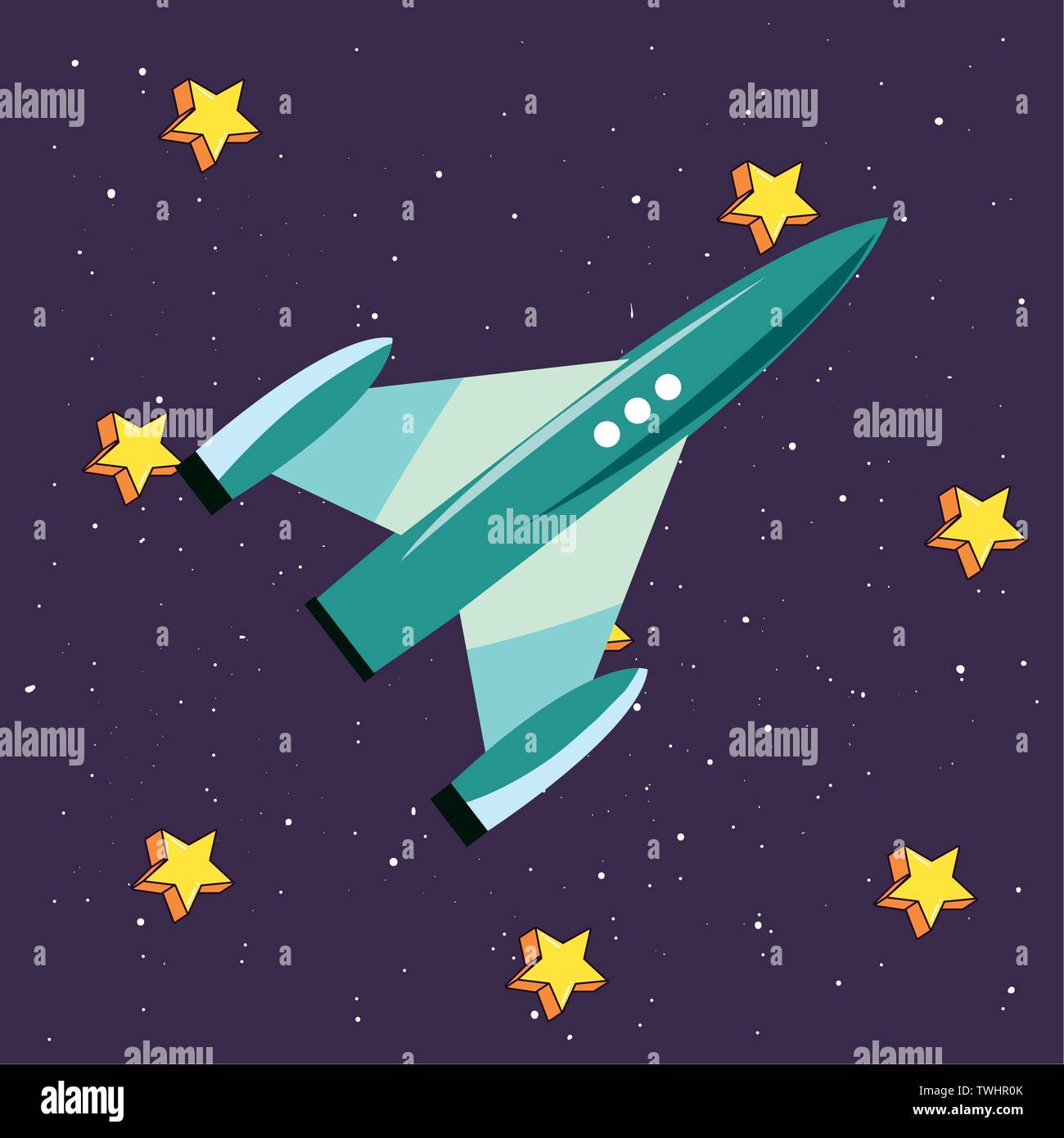 space ship rocket galaxy stars travel vector illustration Stock Vector ...