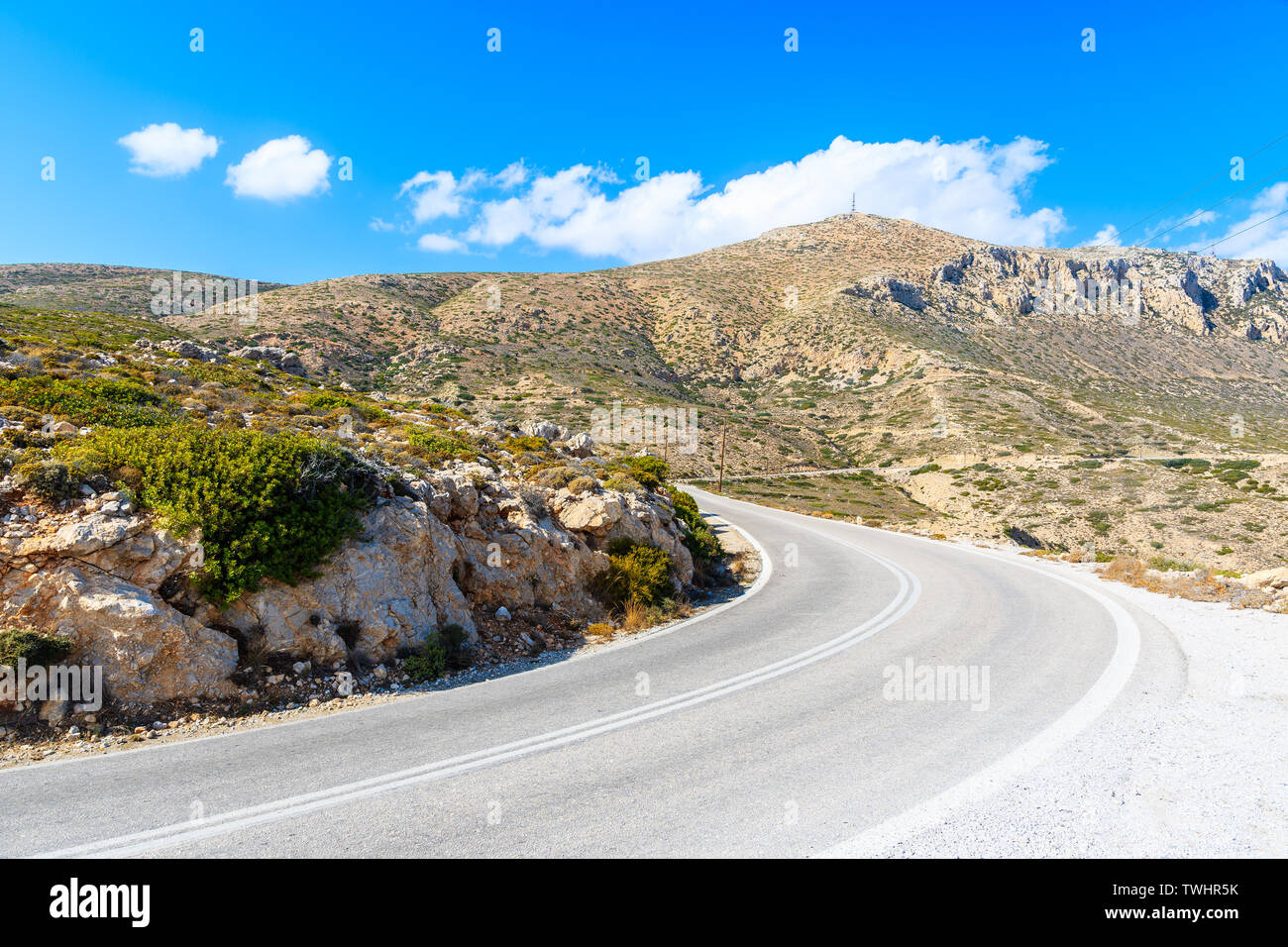 Mountain road near Olympos village on Karpathos island, Greece Stock ...