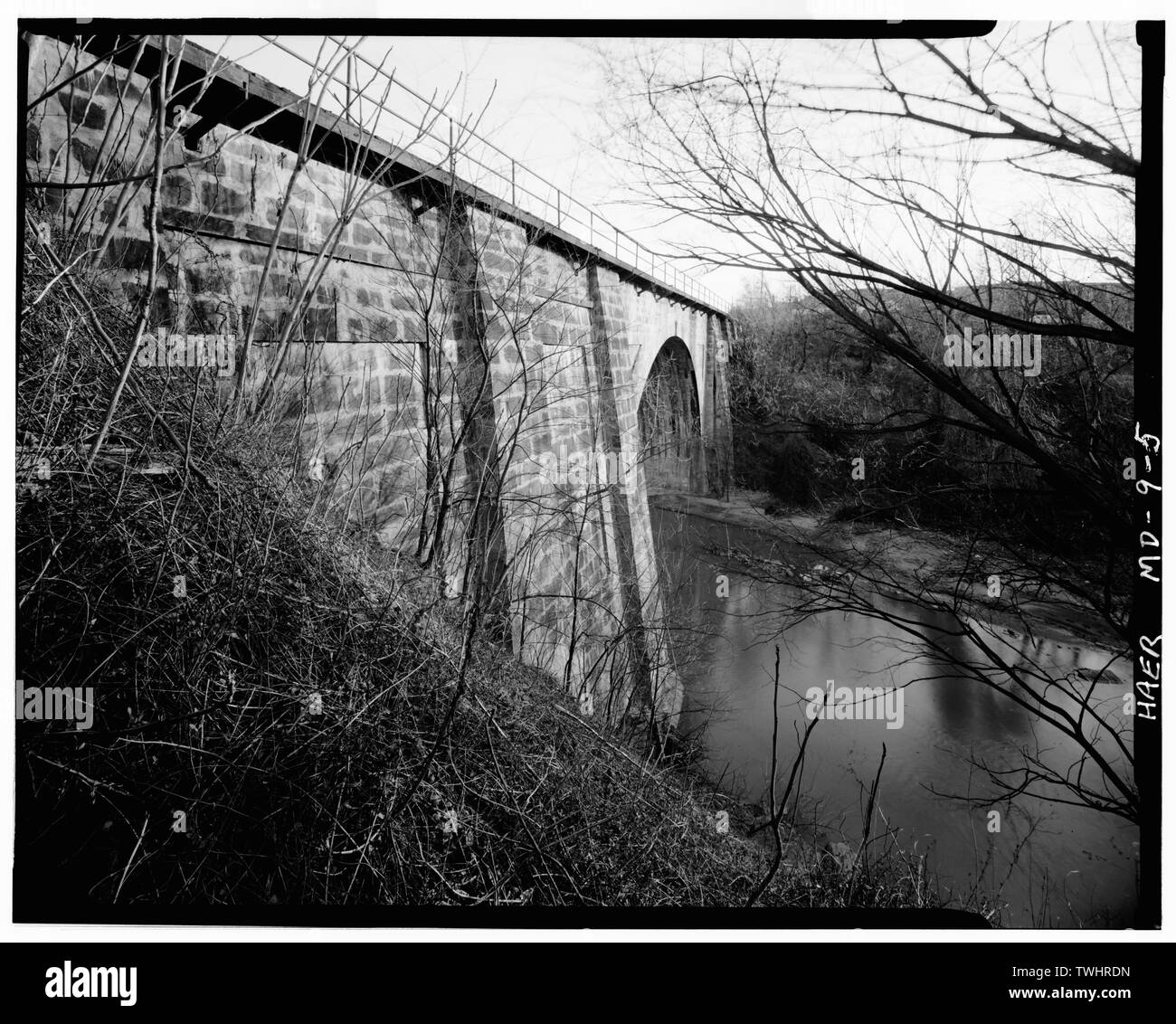 SHARPLY SKEWED VIEW OF WEST SIDE OF VIADUCT FROM BANK, LOOKING SOUTH ...