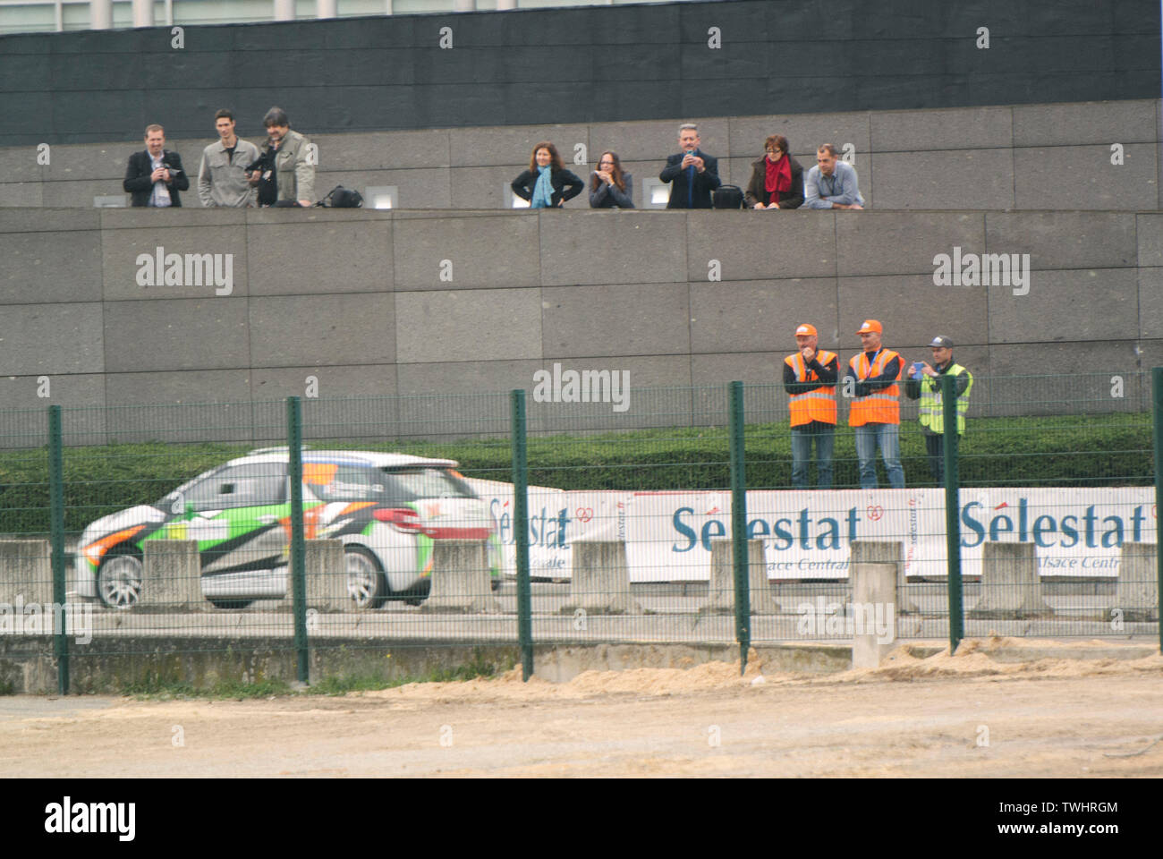 STRASBOURG, FRANCE - OCT 3, 2013: Racing car driving in front of the ...