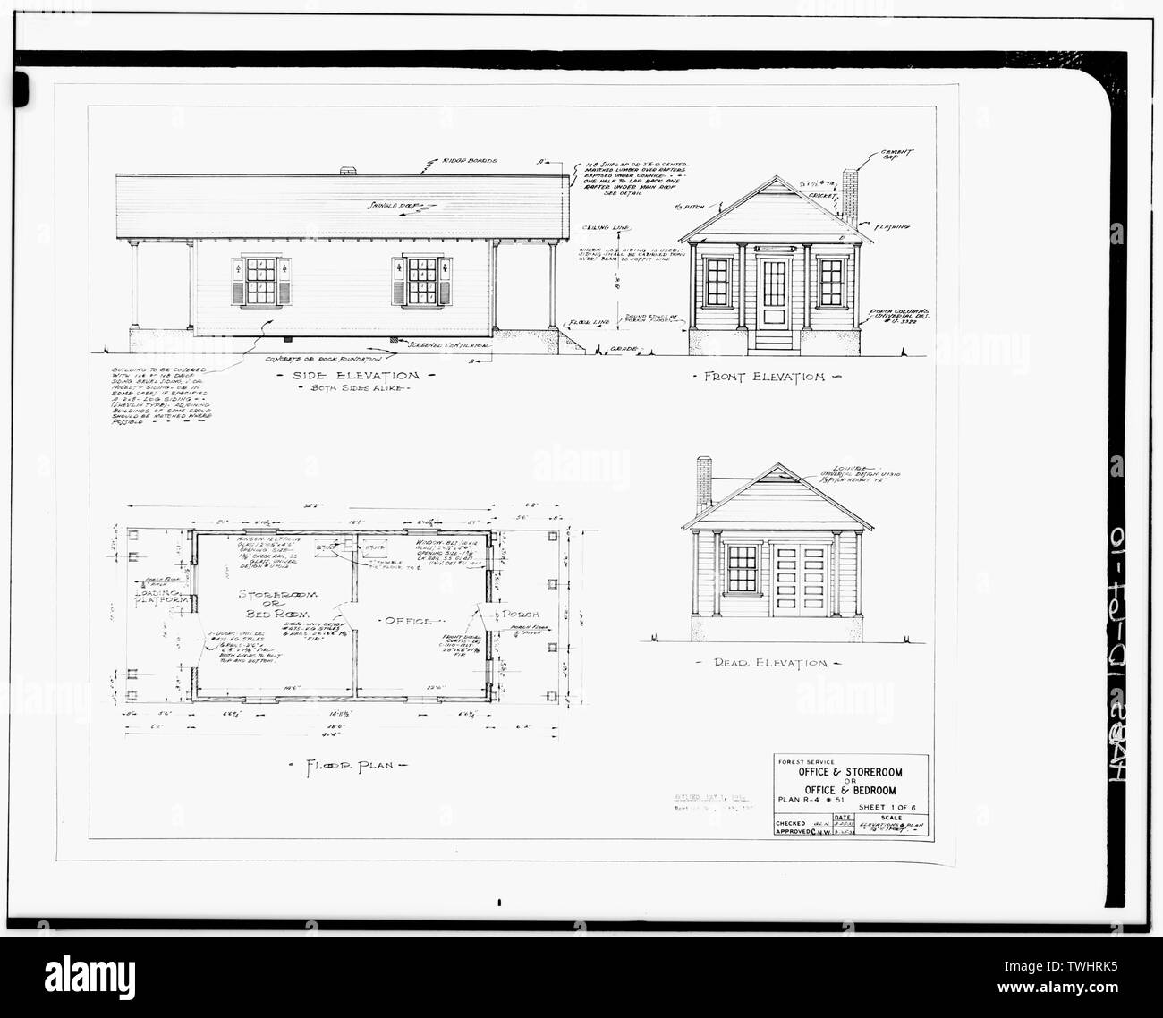 SHEET 1 OF 6- FLOOR PLAN AND ELEVATIONS - Heise Ranger Station Office ...