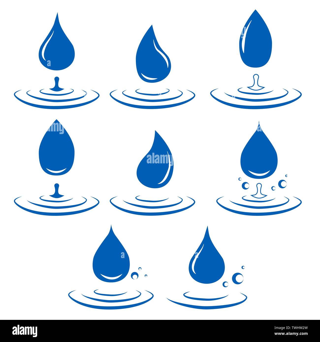 Falling water icon. Clean droplet logo template. Simple flat sign. Blue ...