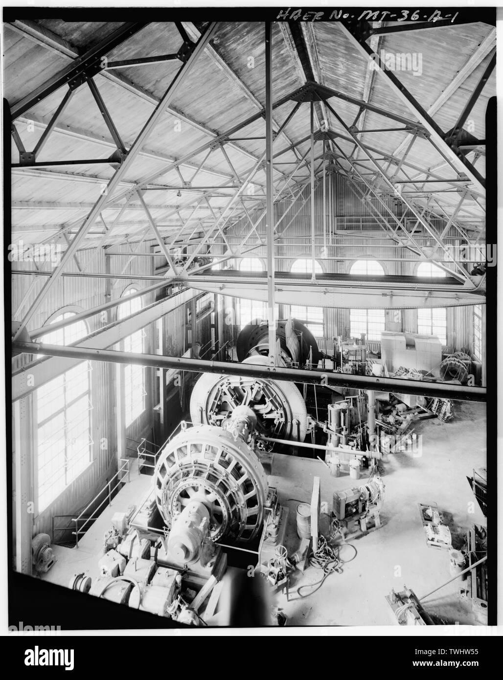 SHOT OF THE INTERIOR OF THE ANSELMO ENGINE ROOM LOOKING WEST, SHOWING ...