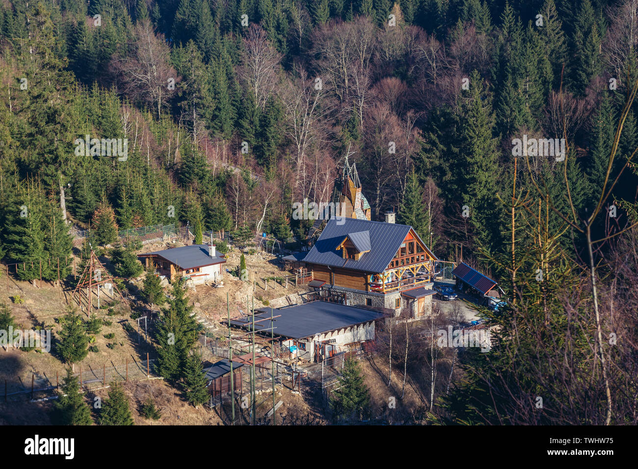 View from trail from Sokolec village to Wielka Sowa (Great Owl) mount ...
