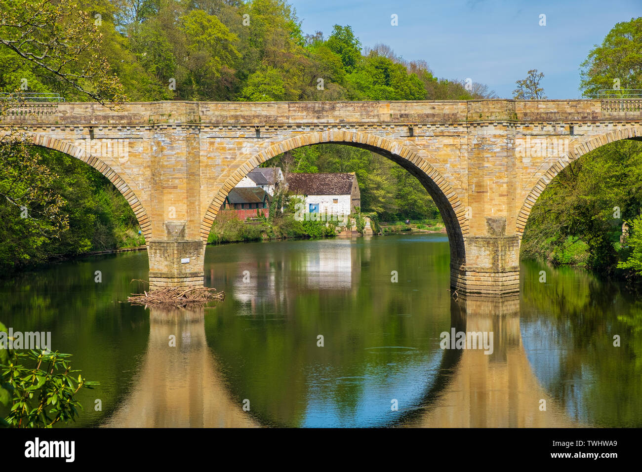Prebends Bridge, one of three stone-arch bridges crossing River Wear in ...