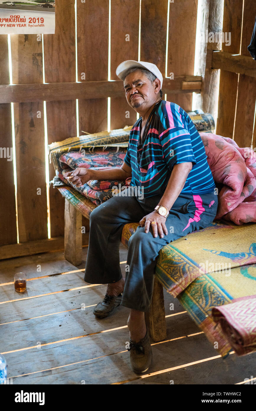 Local people Akha Pixor in the village near of the Phongsali, Laos ...