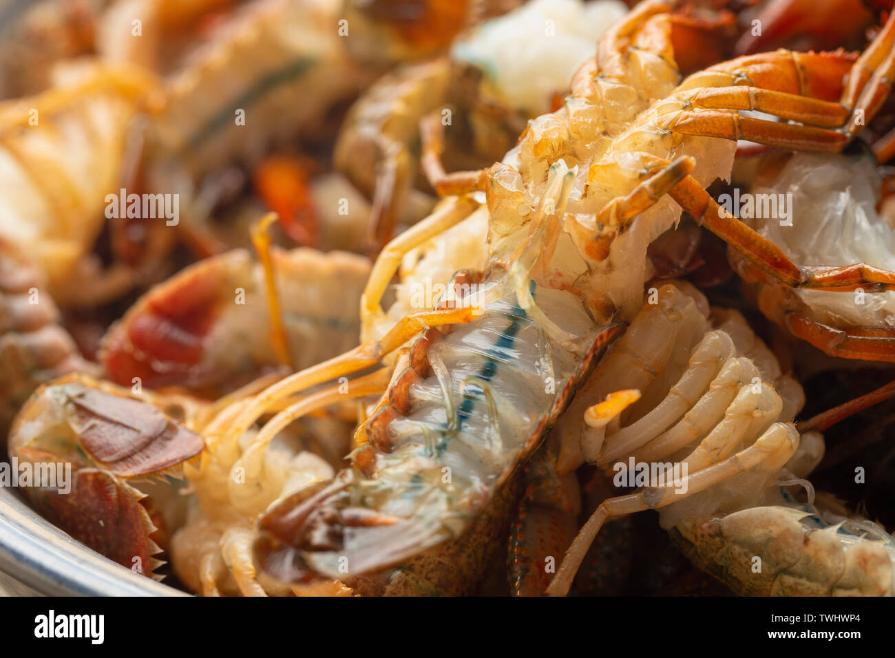 Spicy crayfish snacks Stock Photo - Alamy