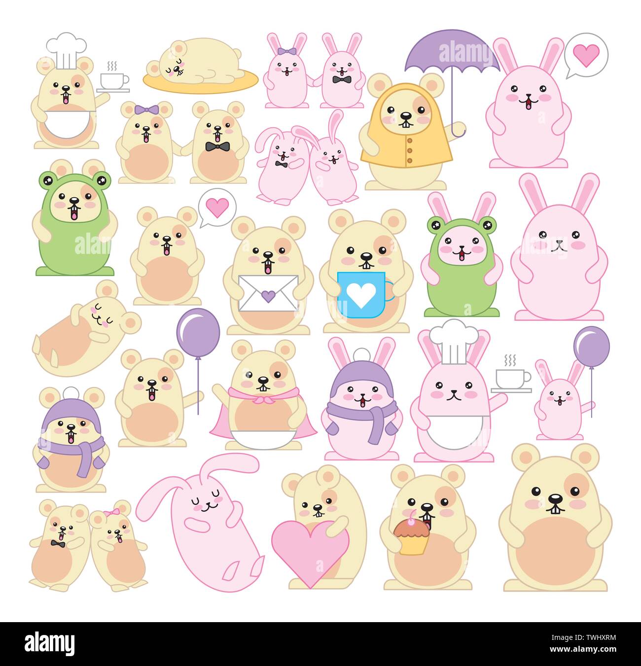Cute animals characters kawaii style hi-res stock photography and ...