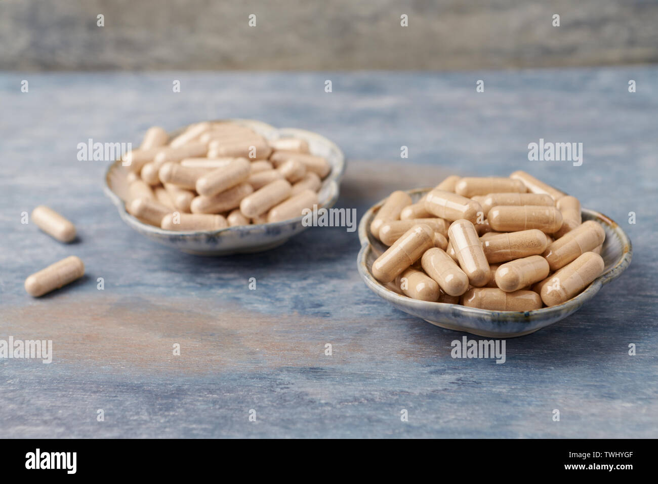 Ashwagandha (Withania somnifera) and Korean Ginseng capsules. Concept ...