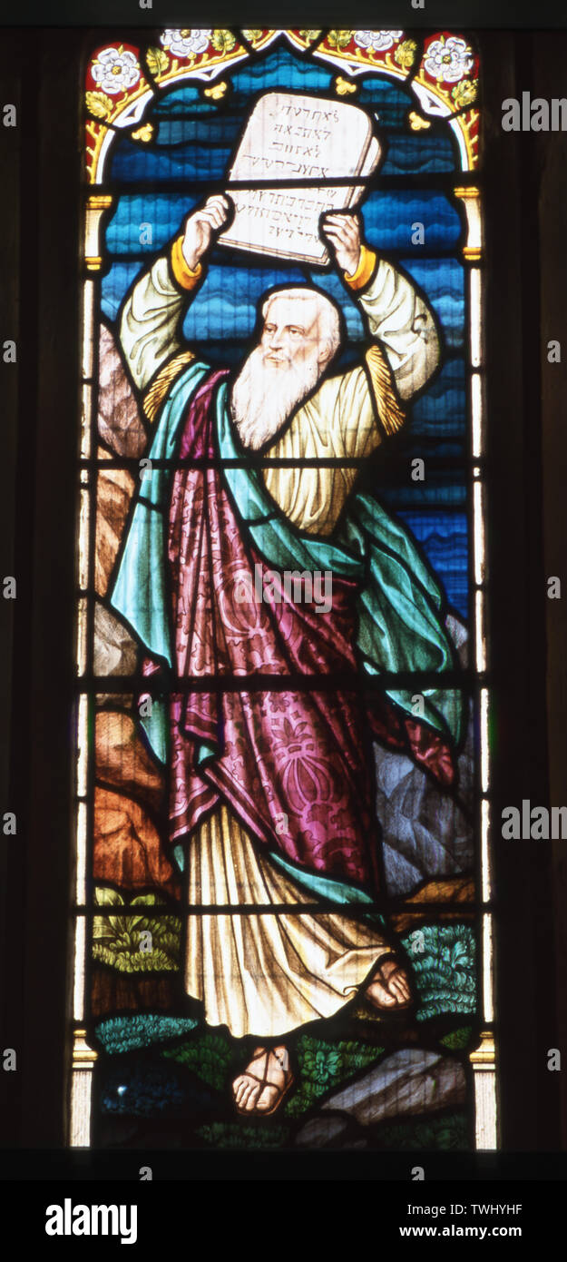 Stained glass window moses hi-res stock photography and images - Alamy