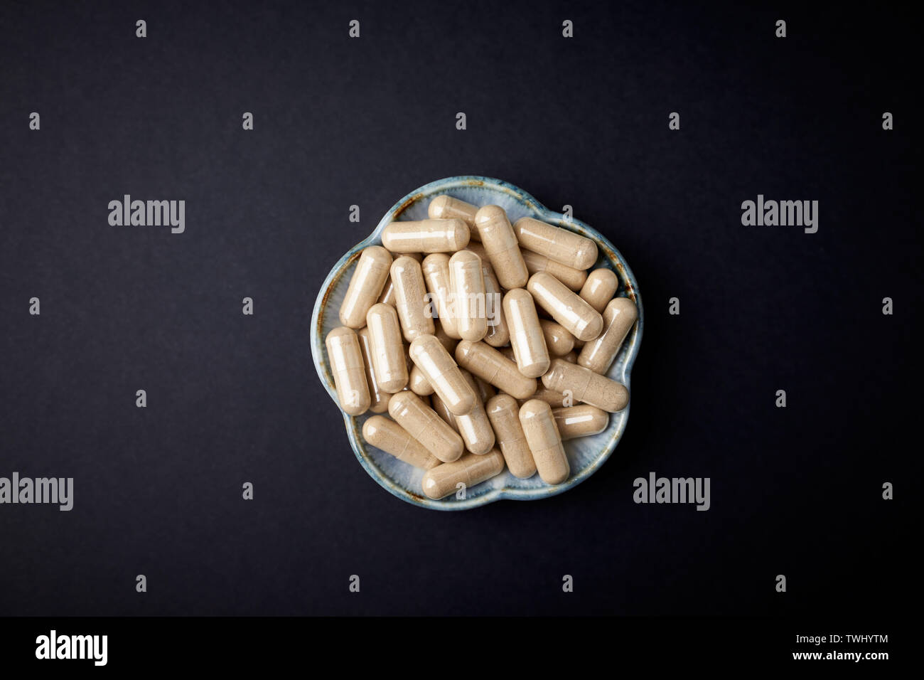 Korean Ginseng capsules. Concept for a healthy dietary supplementation ...