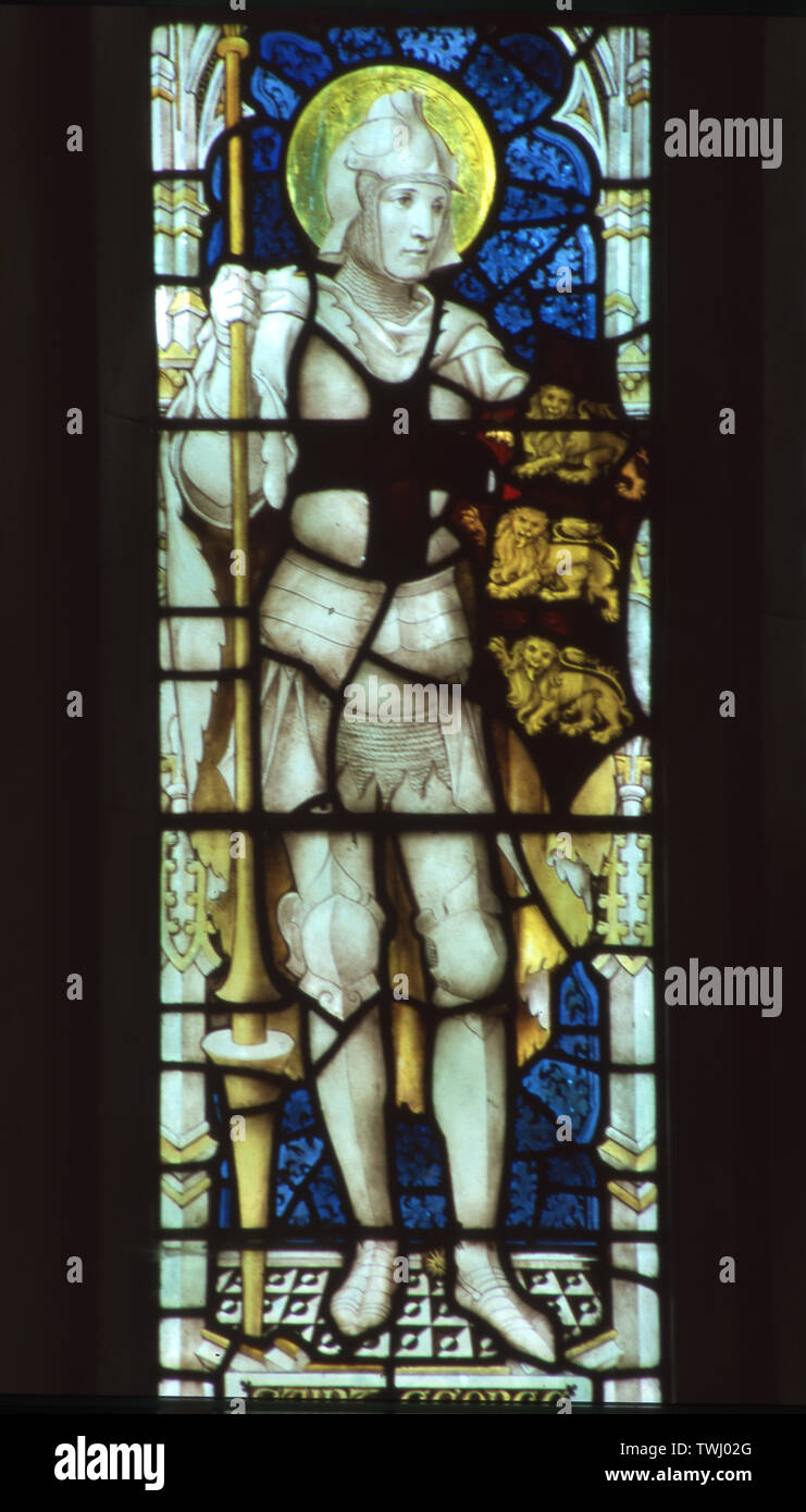 Stained glass window, Saint George Stock Photo - Alamy