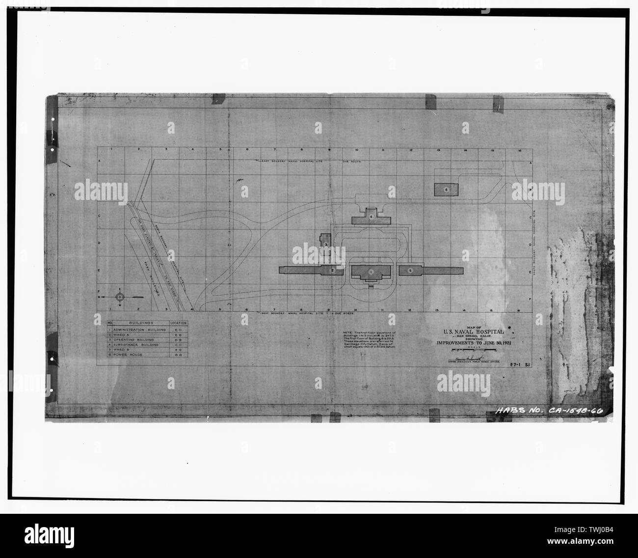 SITE MAP OF IMPROVEMENTS TO JUNE 30, 1921 - U.S. Naval Hospital, Park ...