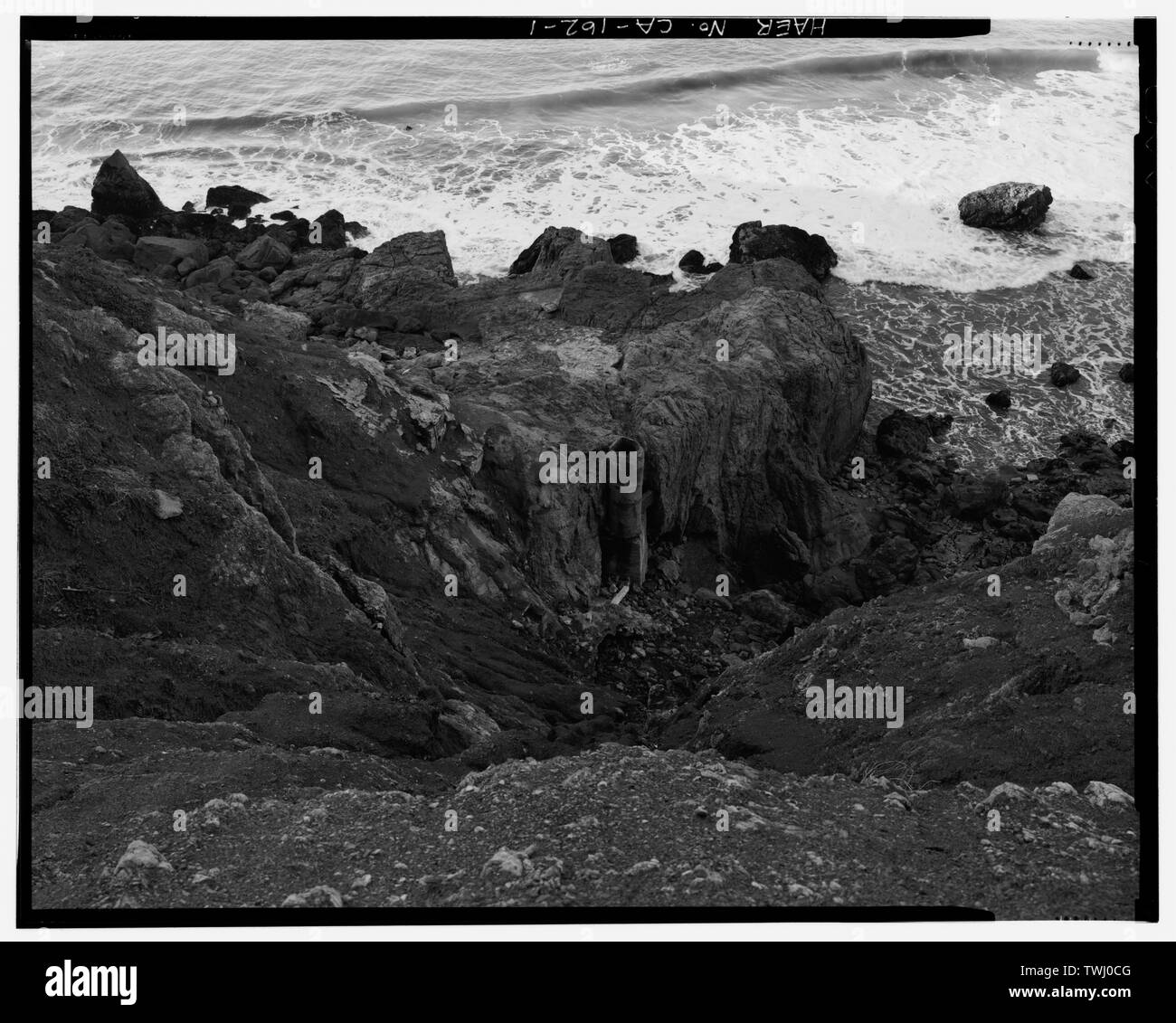SITE OVERVIEW FROM ABOVE SHOWING MANHOLE, BOAT LOADING CUT AT LEFT, AND ...