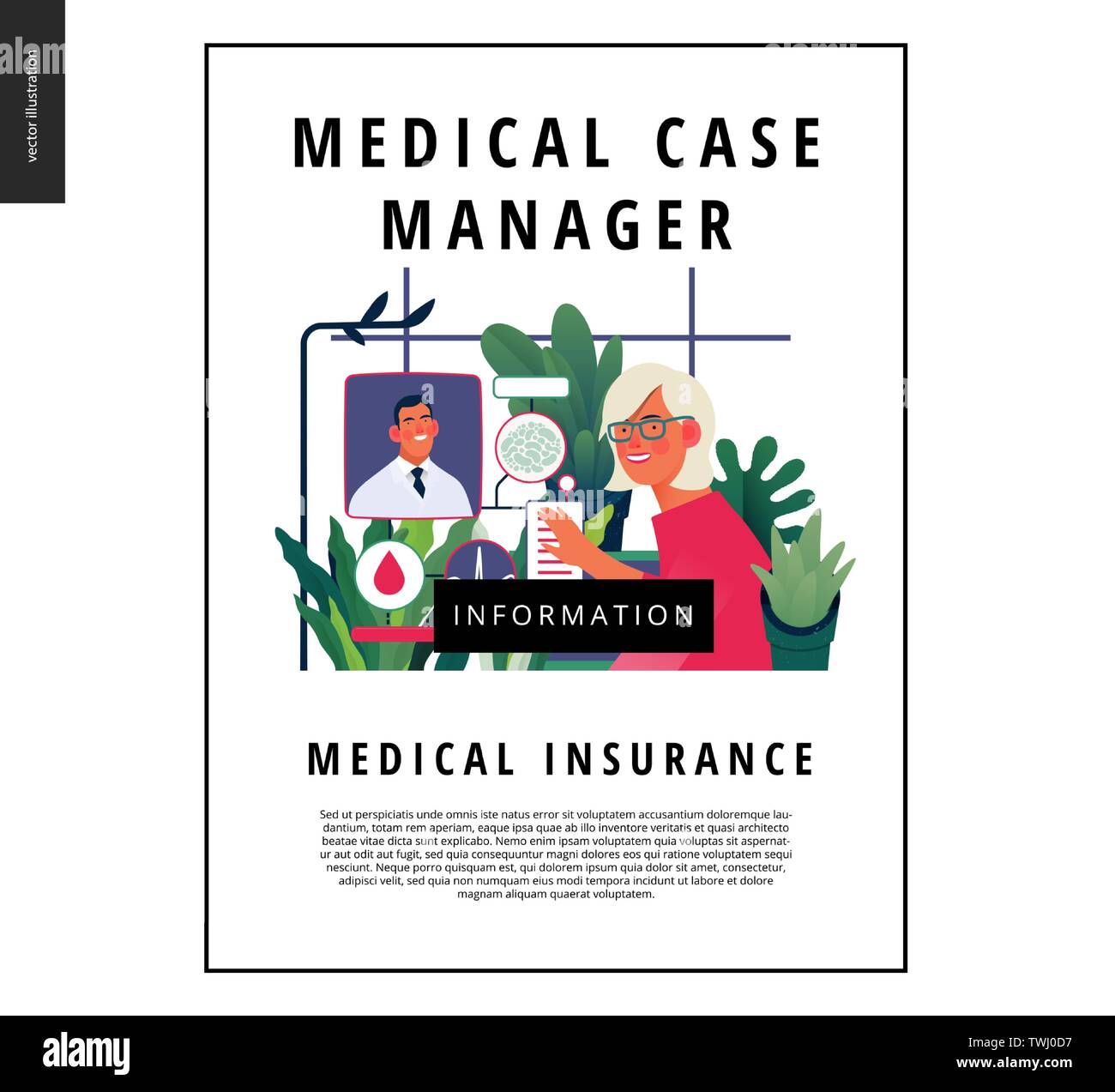 Medical Insurance Template medical Case Manager modern Flat Vector medical-insurance-template-medical-case-manager-modern-flat-vector