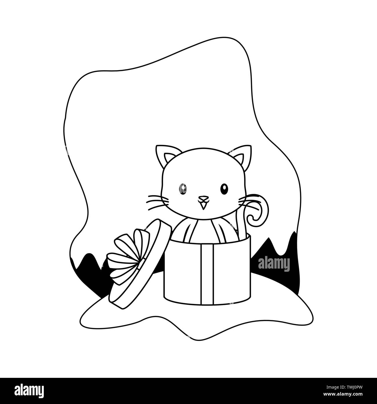 cute cat animal in gift box vector illustration design Stock Vector ...