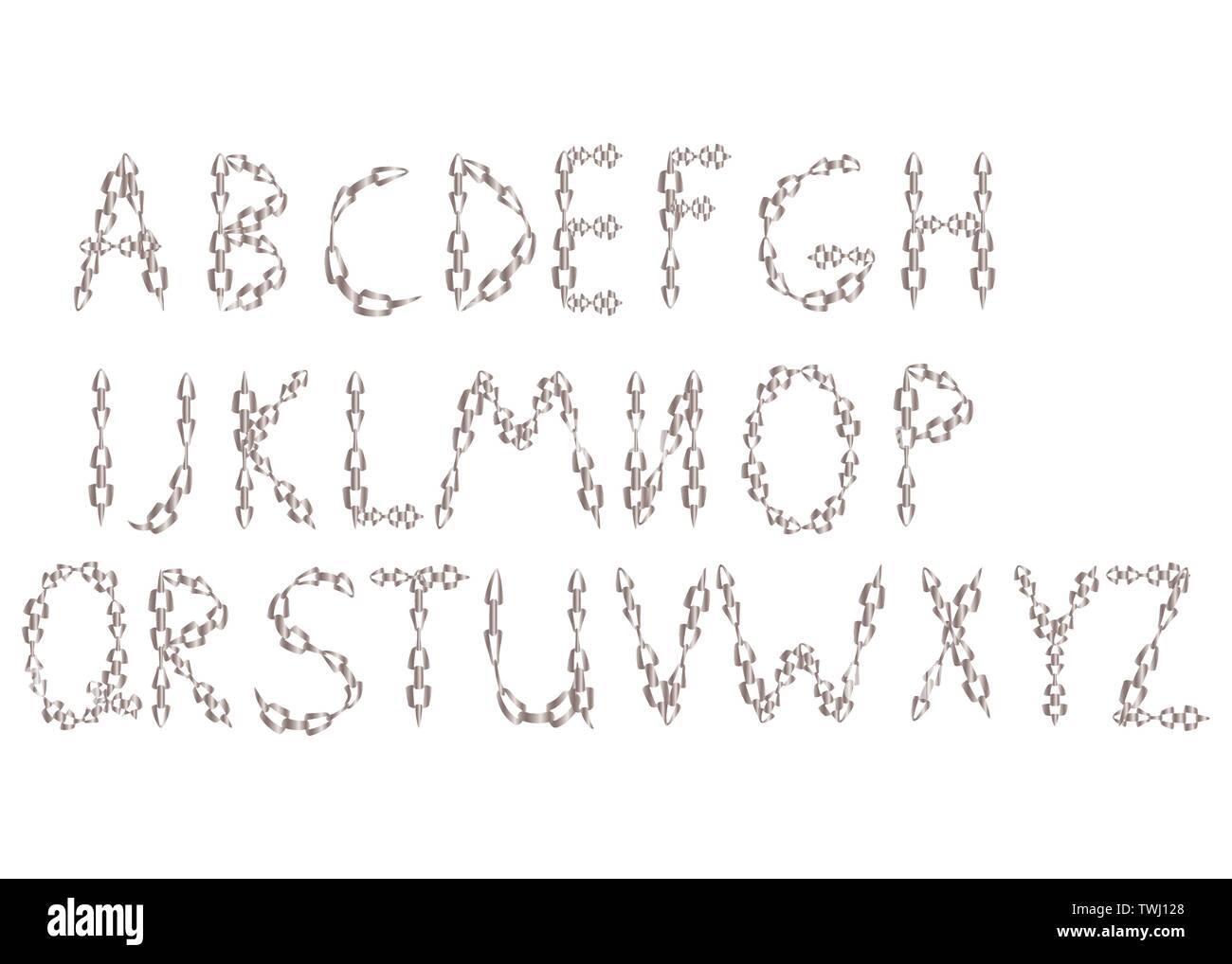 alphabet letters made from metal chain, isolated Stock Vector Image ...