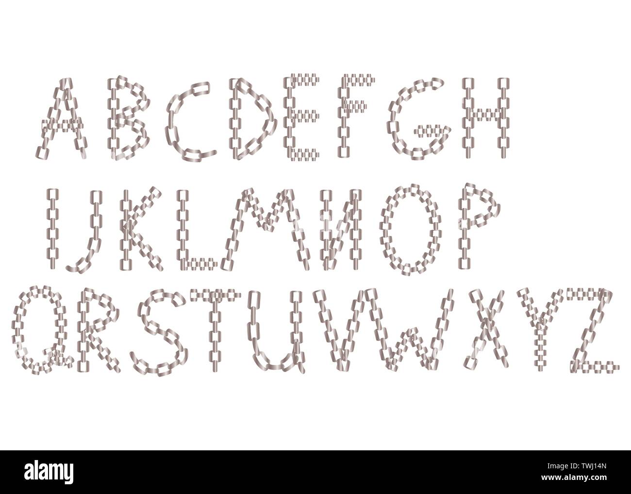 alphabet letters made from metal chain, isolated Stock Vector Image ...