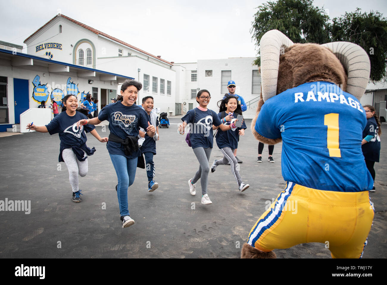 Los Angeles, United States. 14th June, 2019. Los Angeles Rams mascot ...