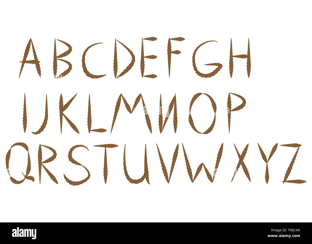 Old rope hand drawn alphabet letters from A to Z Stock Vector Image ...