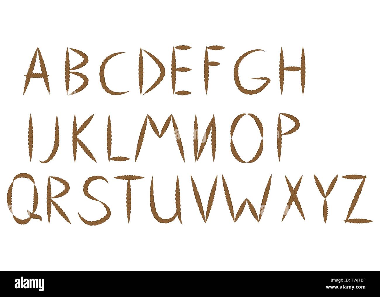 Old rope hand drawn alphabet letters from A to Z Stock Vector Image ...