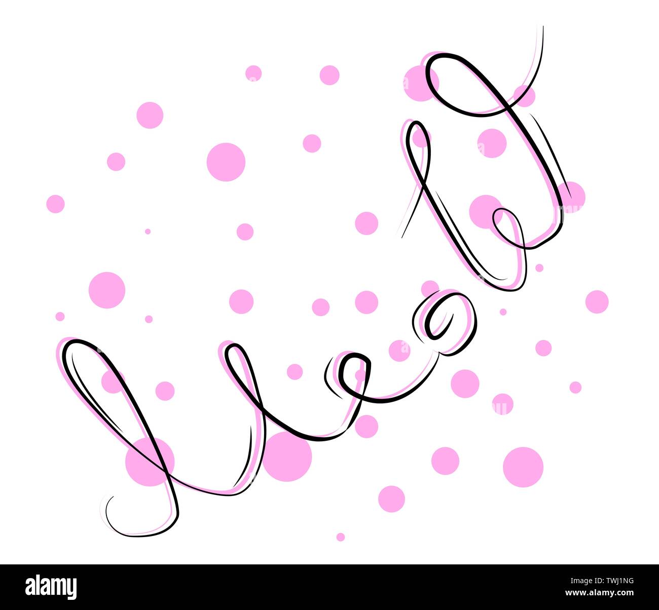 Hand drawn text Meow in a chain. Isolated objects on white background ...