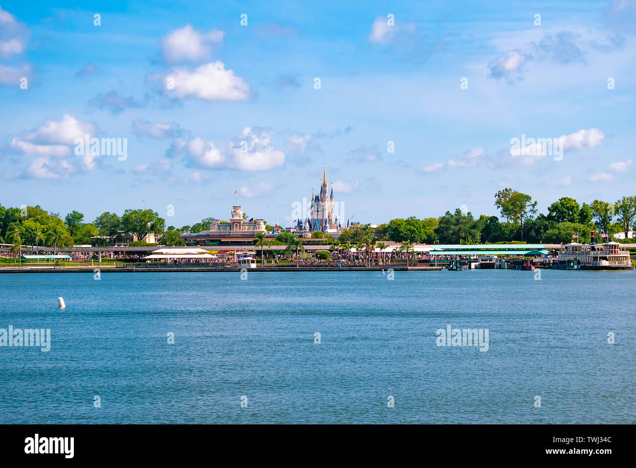 Orlando, Florida. May 10 2019. Panoramic view of Cinderella's Castle ...