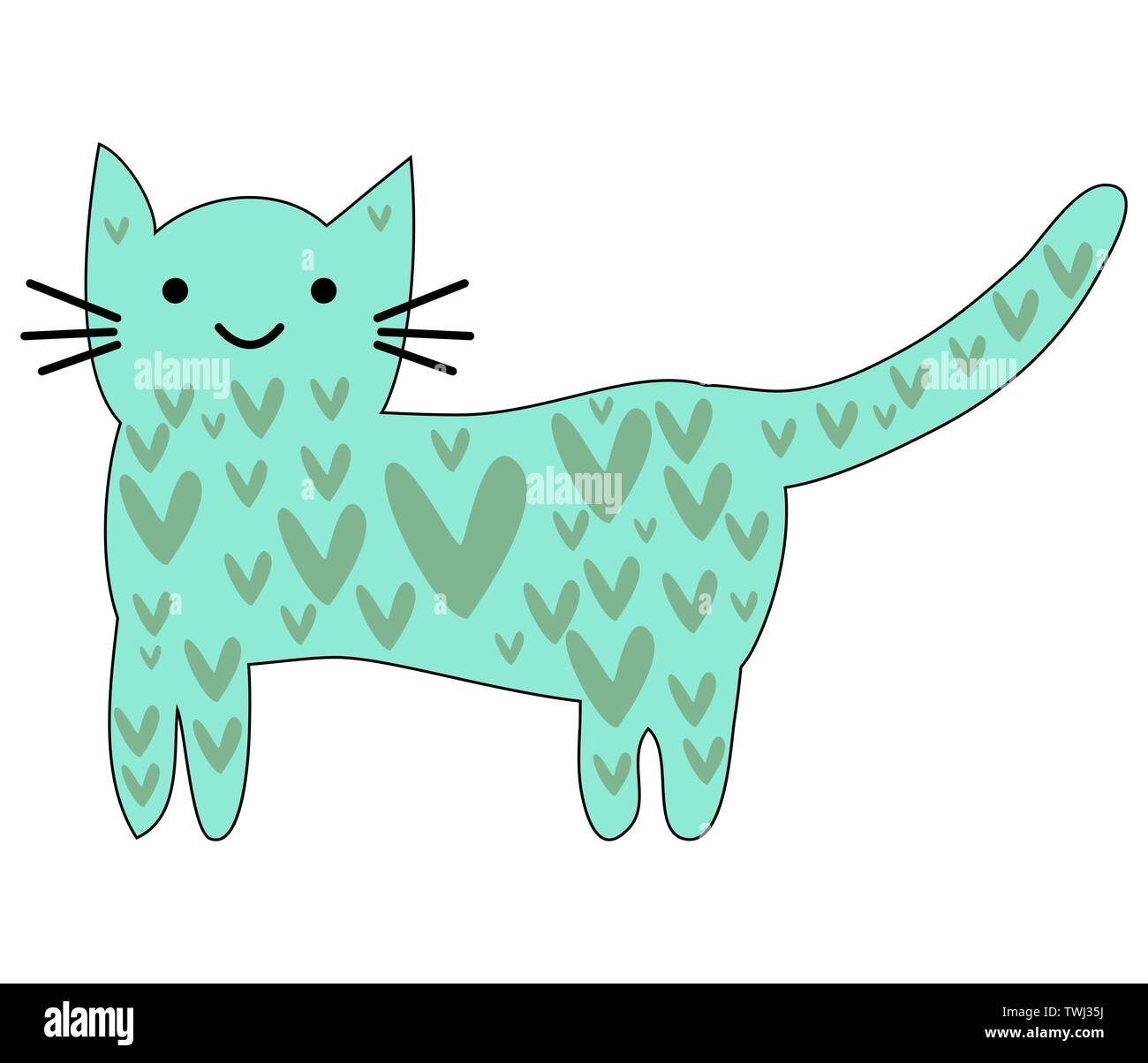 Hand Drawn Cute lovely cute cat. Children's design poster Stock Vector ...